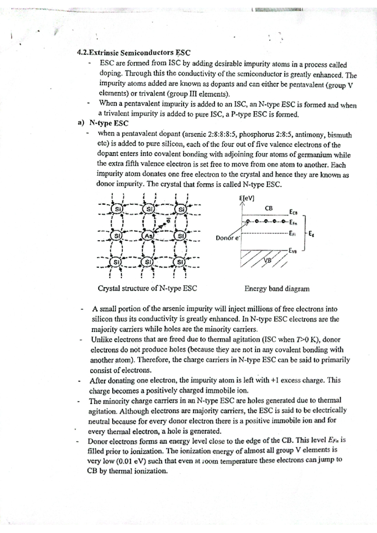 Physical electronics Extrinsic Semiconductors - 4.2 Semiconductors ESC ESC are formed from ISC ...