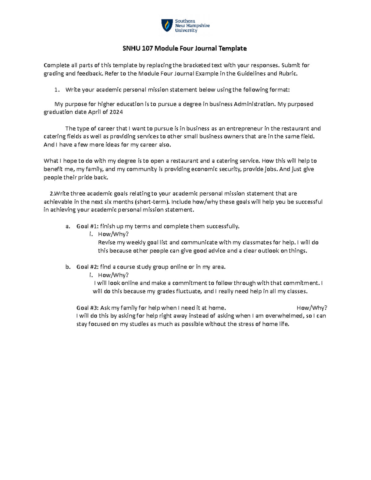 SNHU 107 Module Four Journal latasha adkins - SNHU 107 Module Four ...
