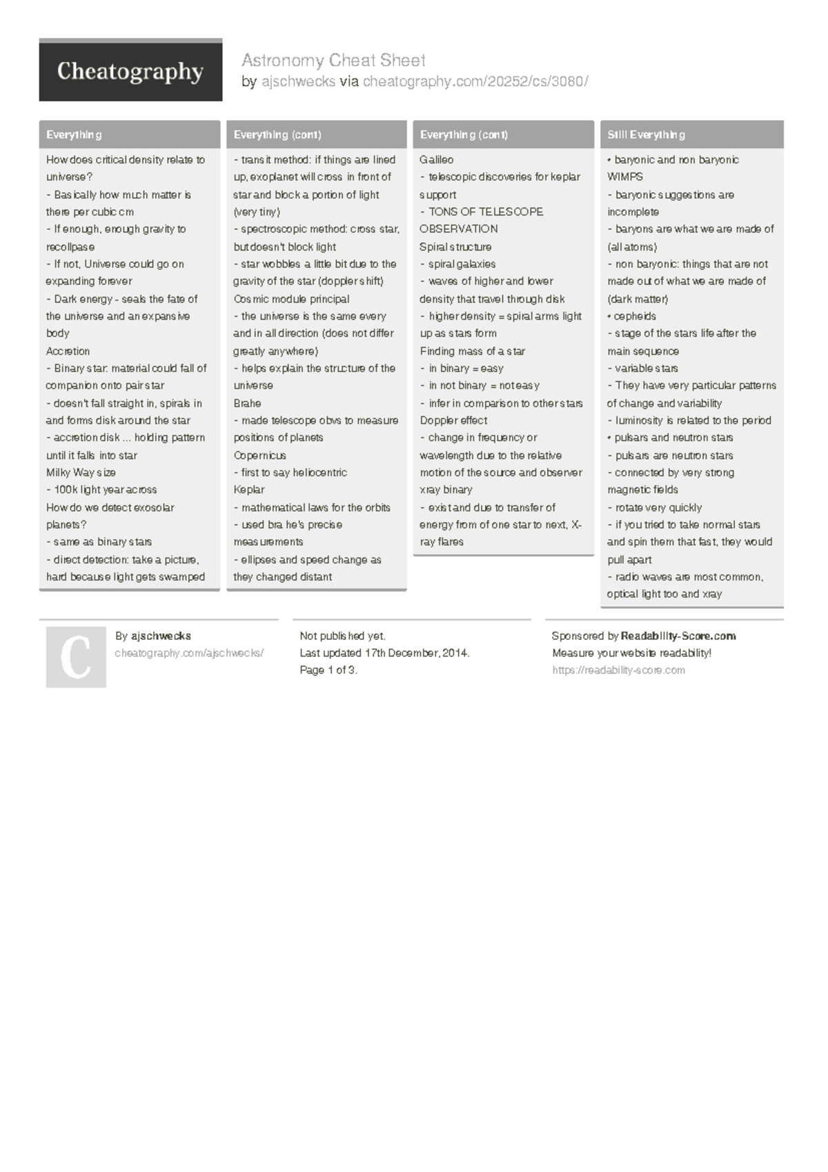 Ajschwecks astronomy - Astronomy Cheat Sheet by ajschwecks via ...