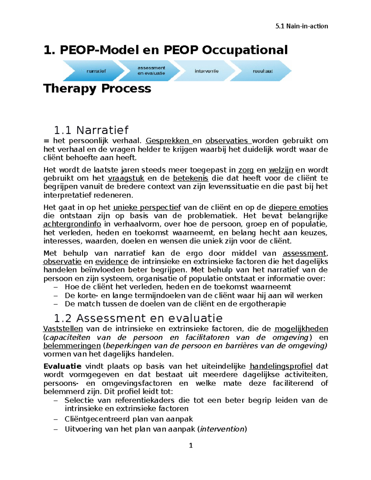 Samenvatting Nain-in-action - 1. PEOP-Model en PEOP Occupational ...