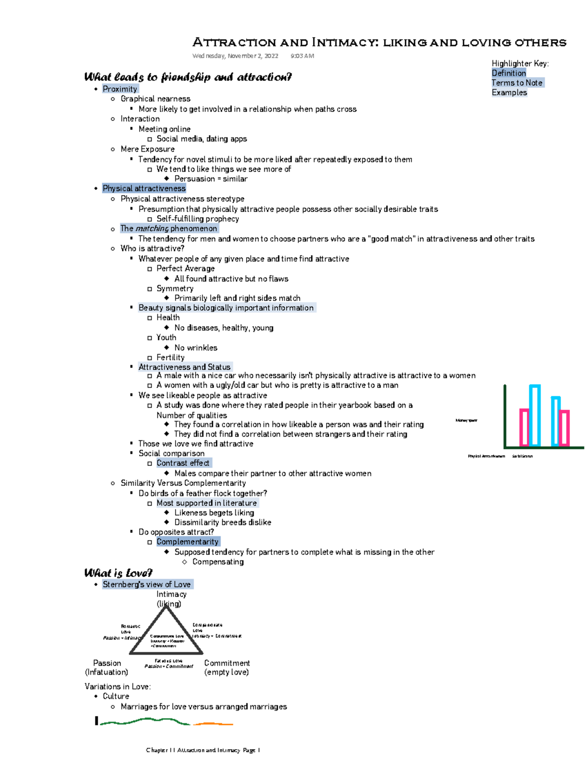 Chapter 11 Attraction and Intimacy - Highlighter Key: Definition Terms ...