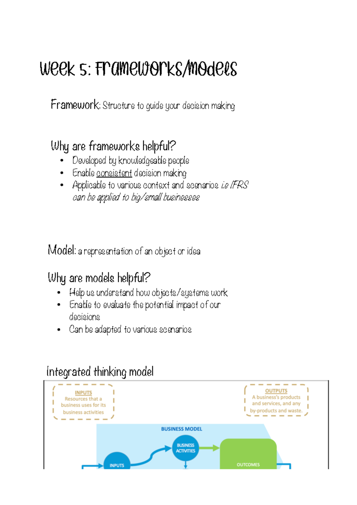Week 5 Frameworksmodels - Week 5: Frameworks/models Framework ...