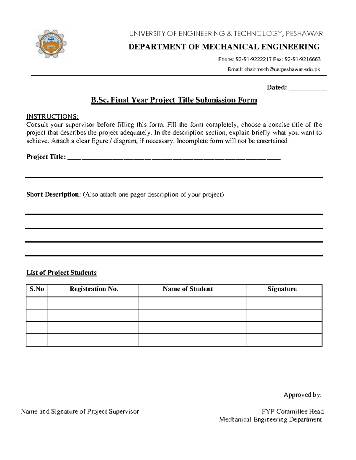 Final year project title submission form - adsorption Refrigeration ...