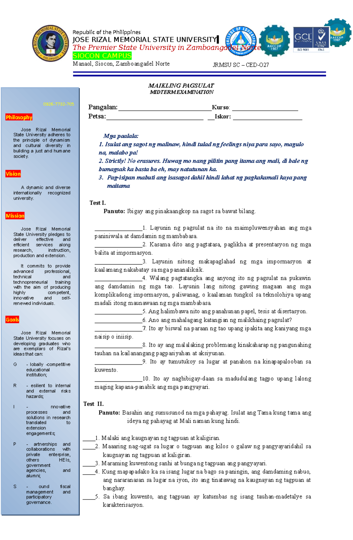 2Maikling-Pagsulat - Just for fun - Republic of the Philippines JOSE ...
