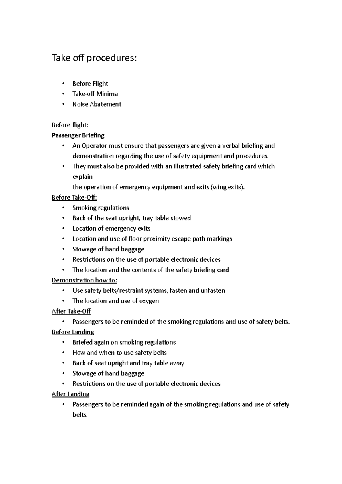 Take off procedures - Notes for the subject - Take off procedures ...