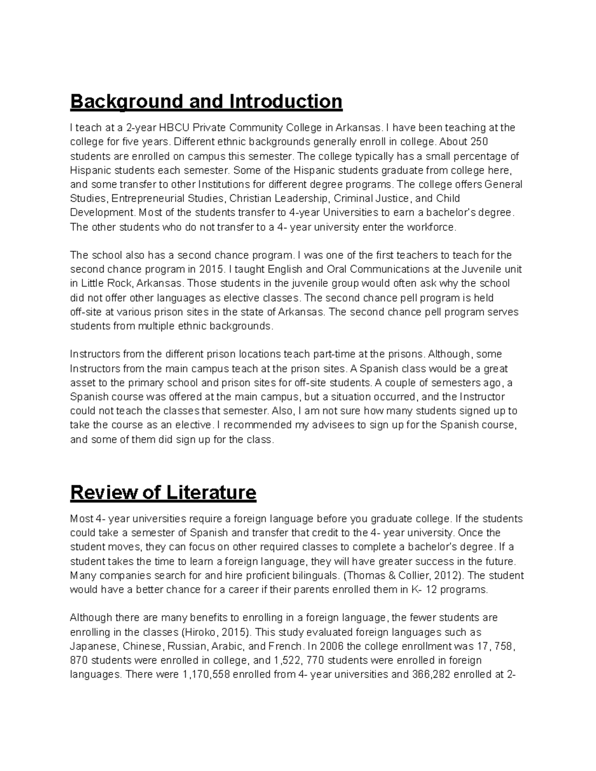 The Peculiarities Of Spanish Language Class - Background and ...