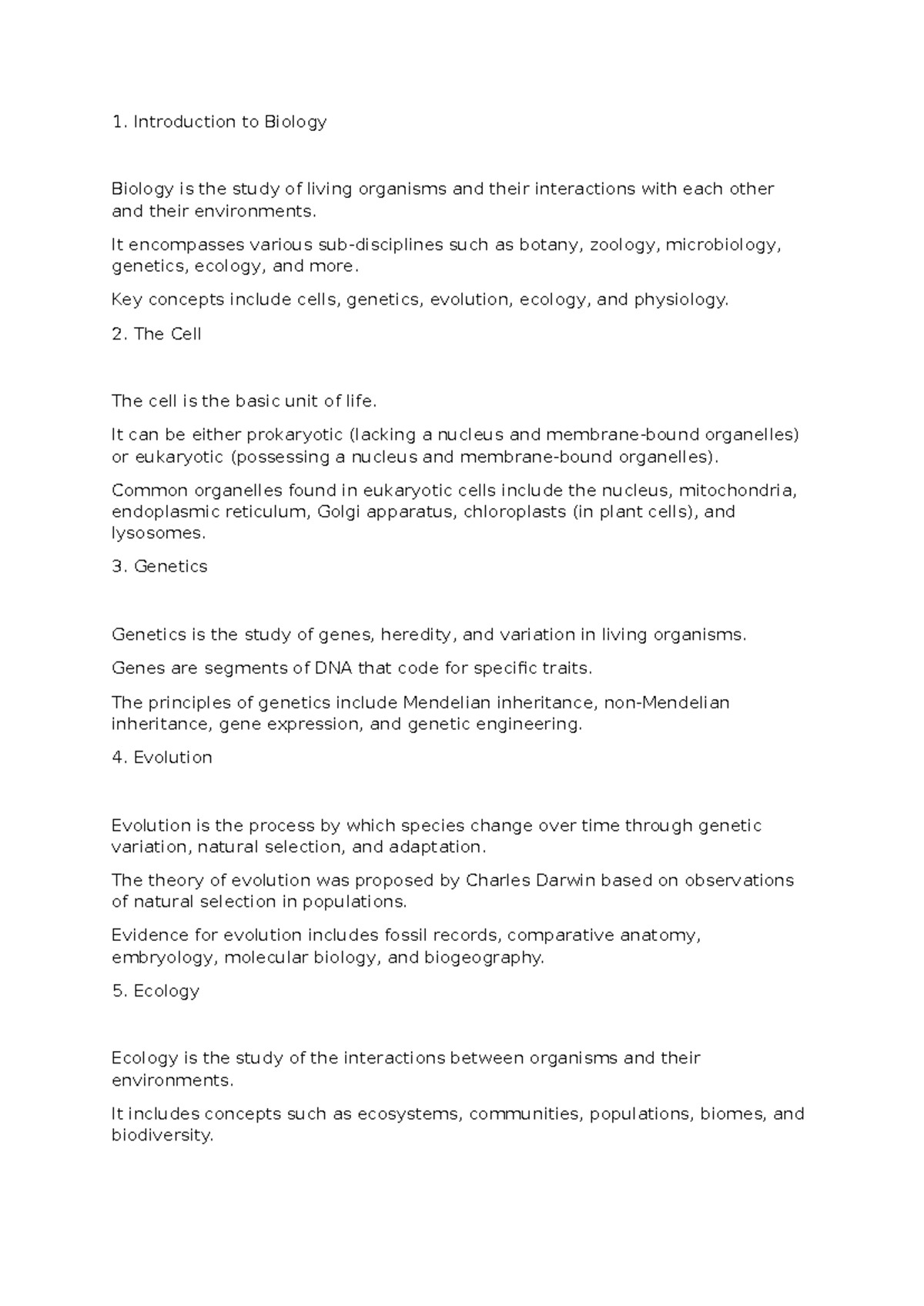 Generic Principles - Introduction to Biology Biology is the study of ...