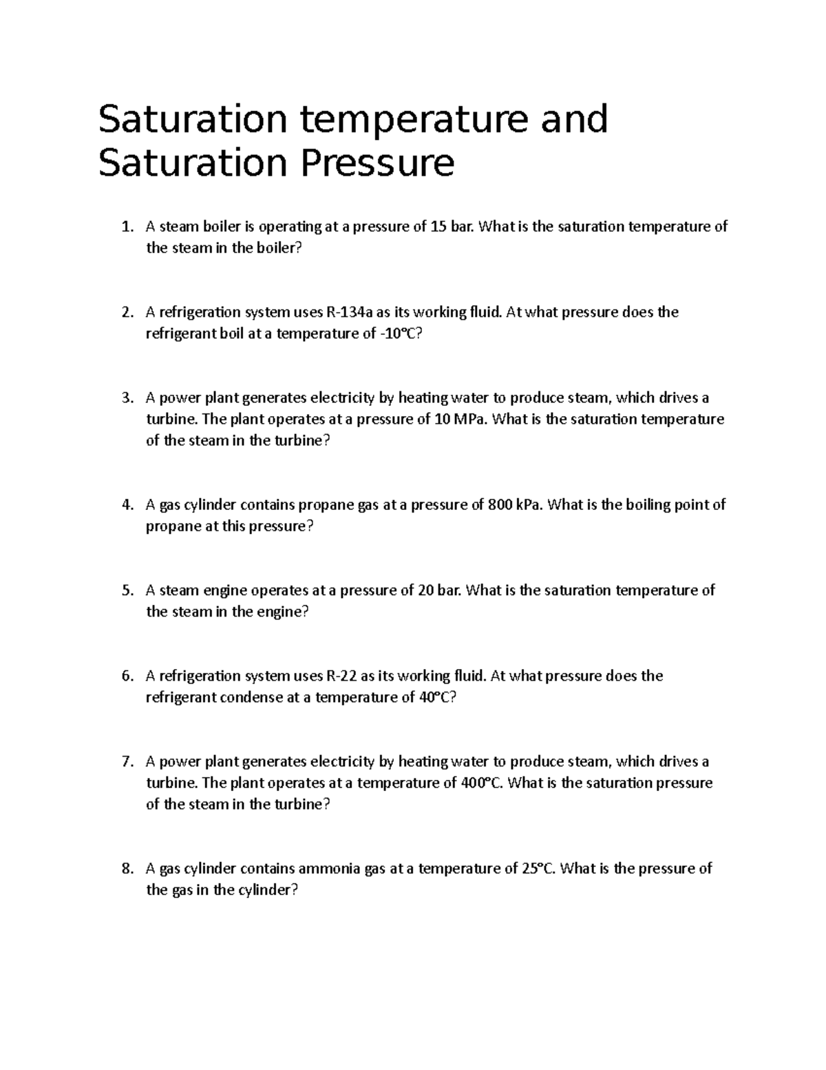 Saturation temperature and Saturation Pressure - Saturation temperature ...