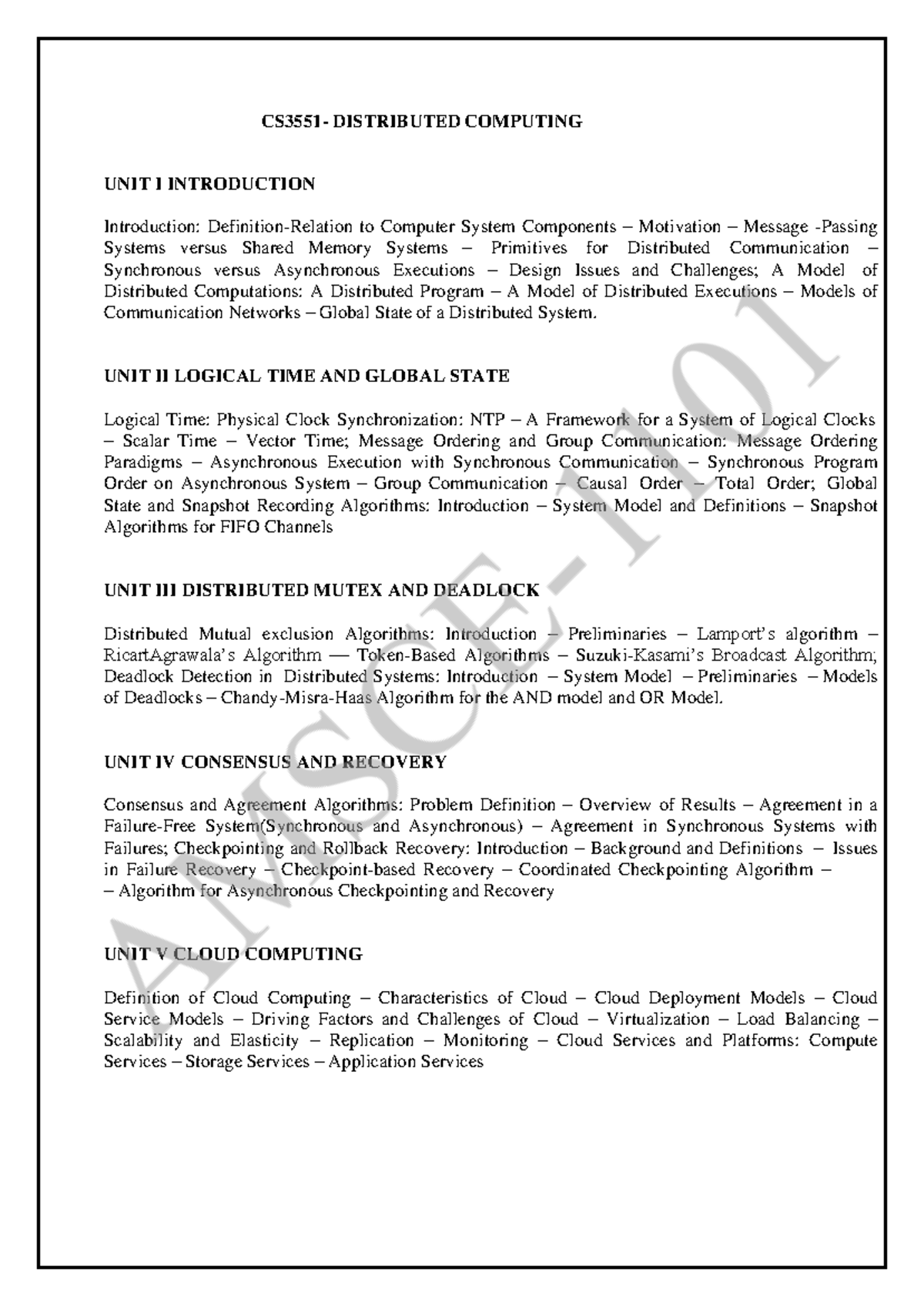 Cs3551 Distributed Computing Cs3551 Distributed Computing Unit I Introduction Introduction