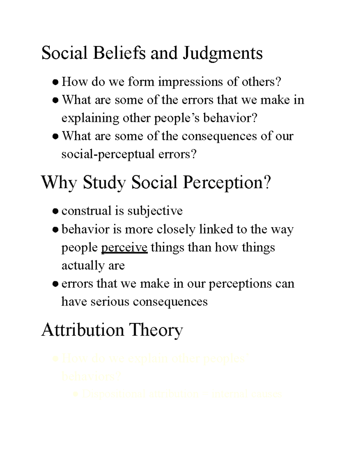 Social Beliefs and Judgments and Attribuition Theory - Social Beliefs ...