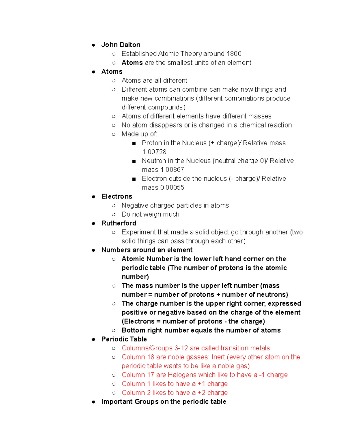 Chemistry 1127Q Chapter 2 Atoms and Isotopes - John Dalton Established ...