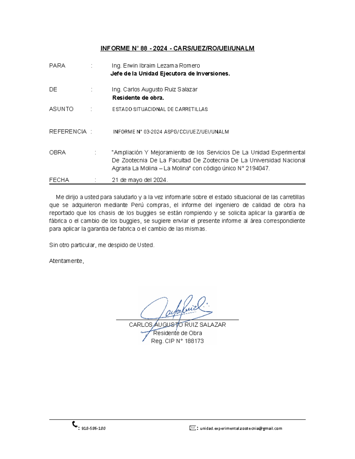 Informe 88- Estado Situacional DE Carretillas - INFORME N° 88 - 2024 ...