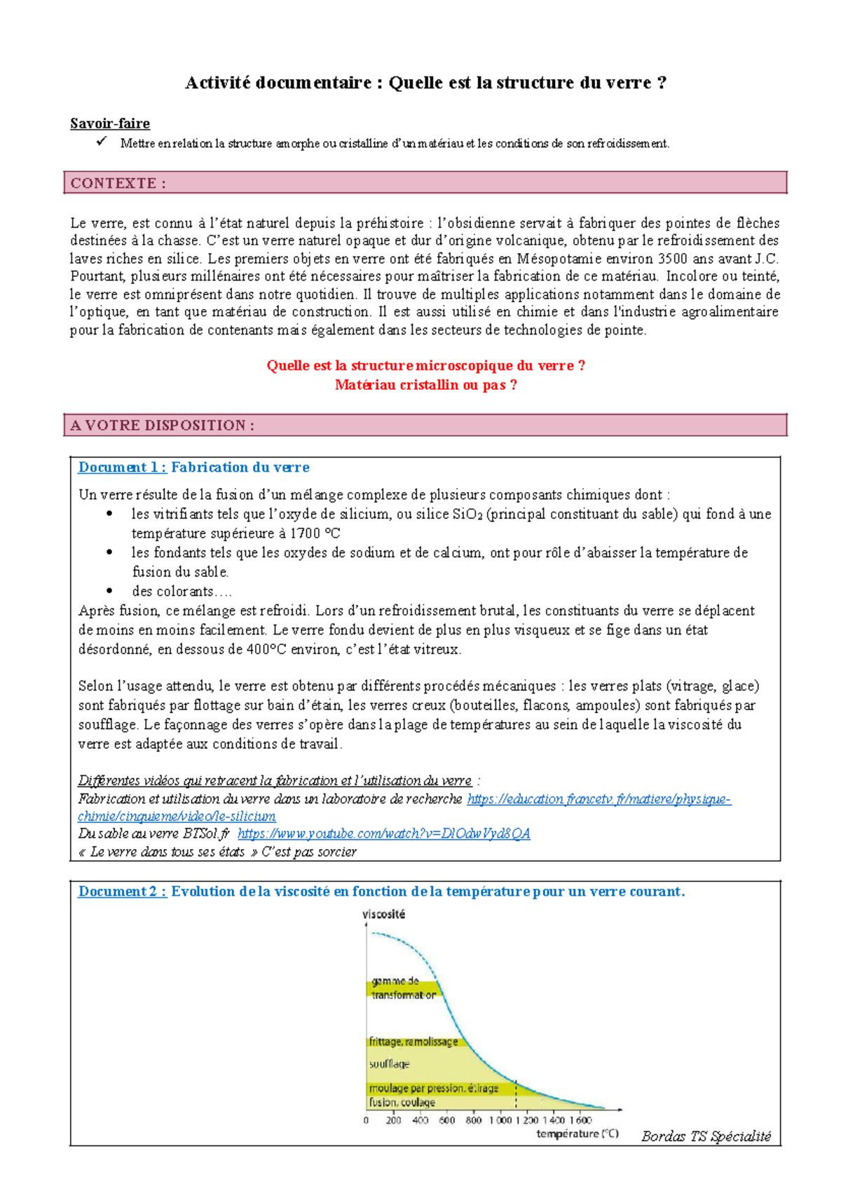 Activite documentaire 3 le verre - Activité documentaire : Quelle est ...