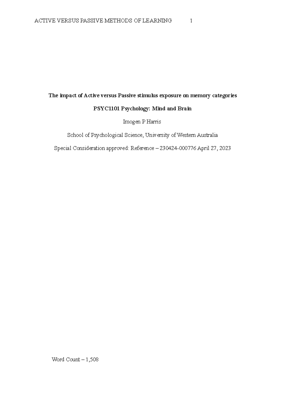 Active versus Passive Methods of Learning - The impact of Active versus ...