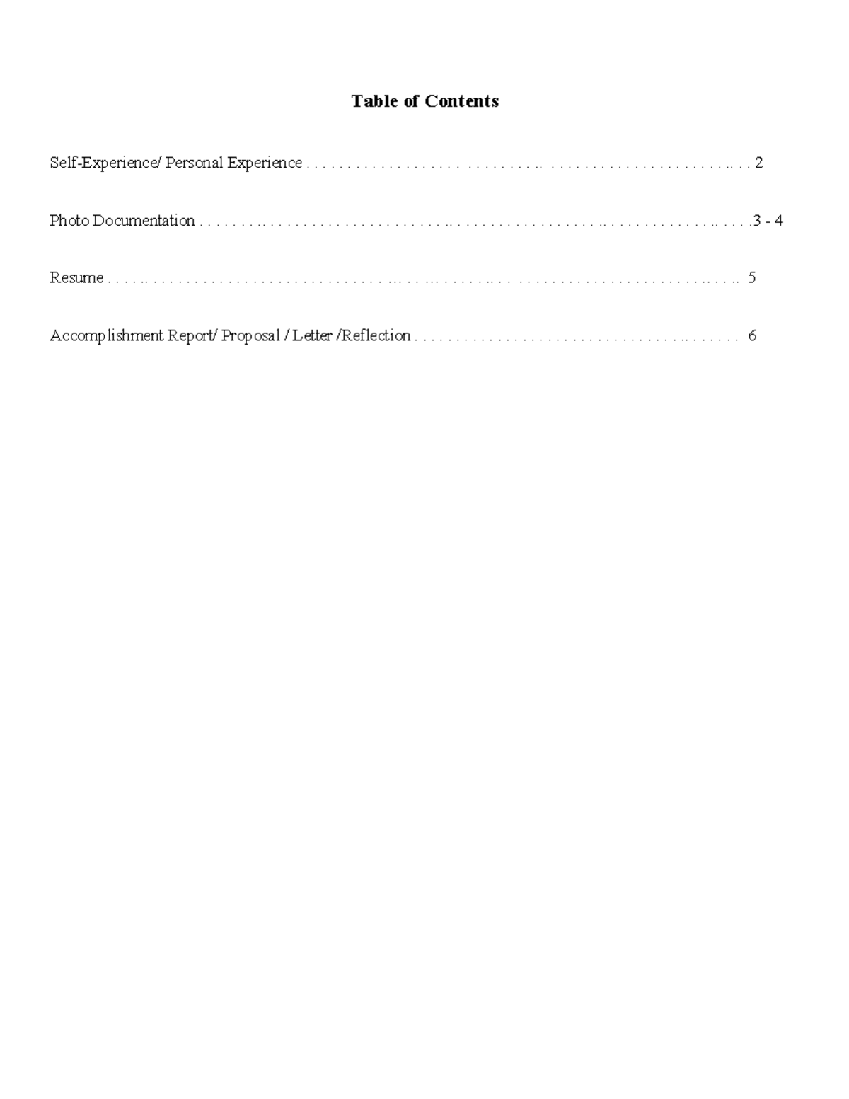 Blank - Communication Skills - Table of Contents Self-Experience ...