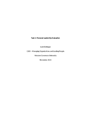 C204 Management Communication Task 1 - Task 1: Portfolio Leah Eichinger C204 – Management - Studocu