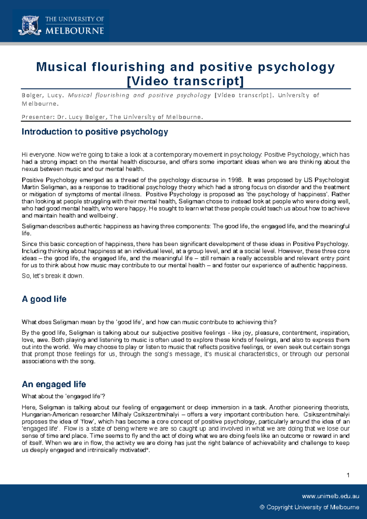 MUSI2015 0 Musical flourishing and positive psychology - Video ...