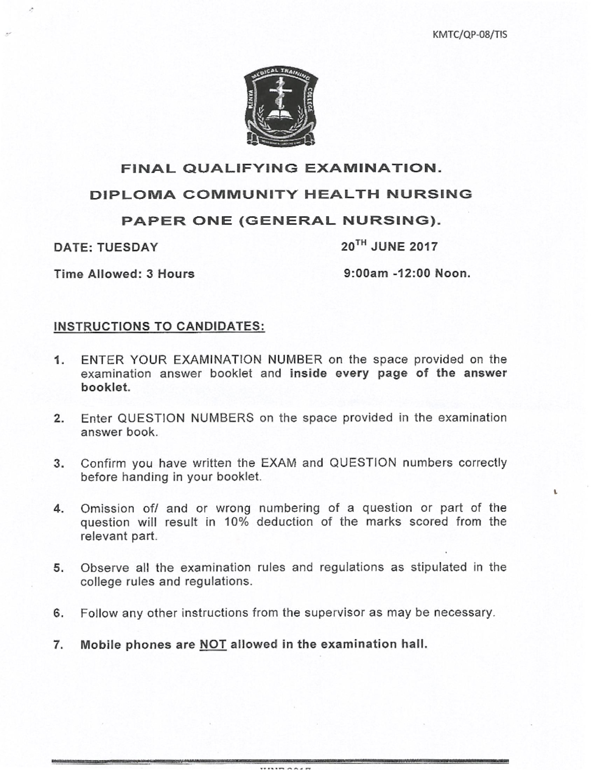 Fqe - Revision questions Module I of FQE,,, qualifying examinations ...