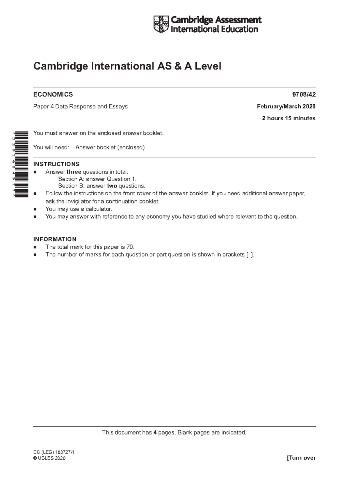 9708 m20 qp 42 - none - Cambridge International AS & A Level This ...
