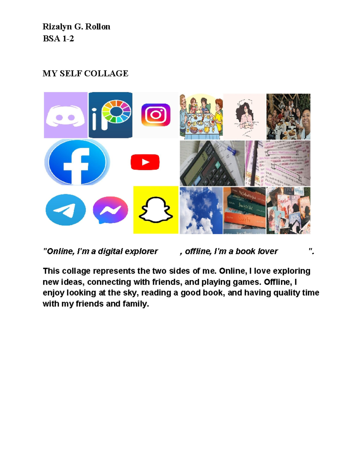 My Self Collage - This will help you know your self - Understanding the ...