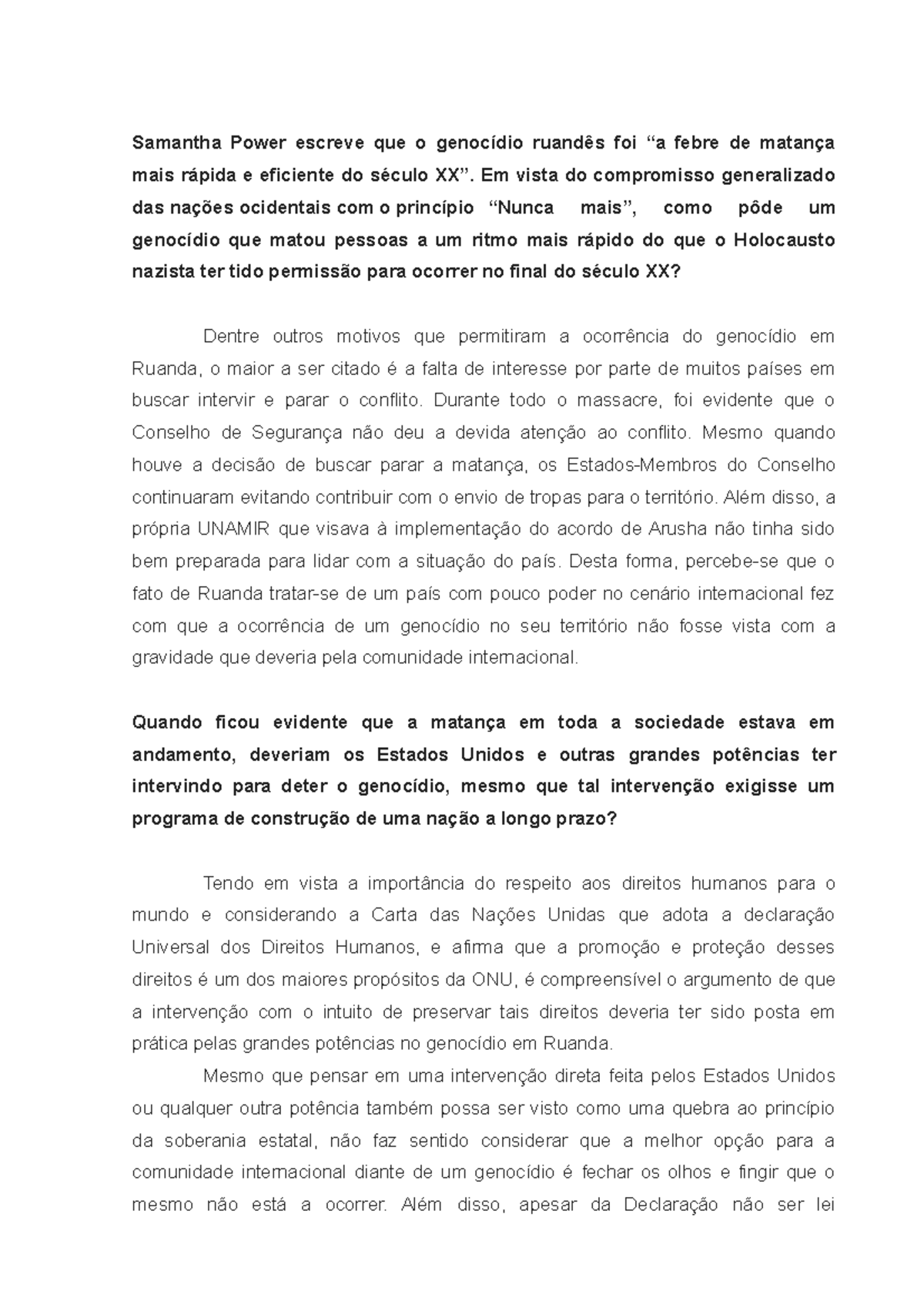 Atividade Ruanda - Samantha Power escreve que o genocídio ruandês foi ...