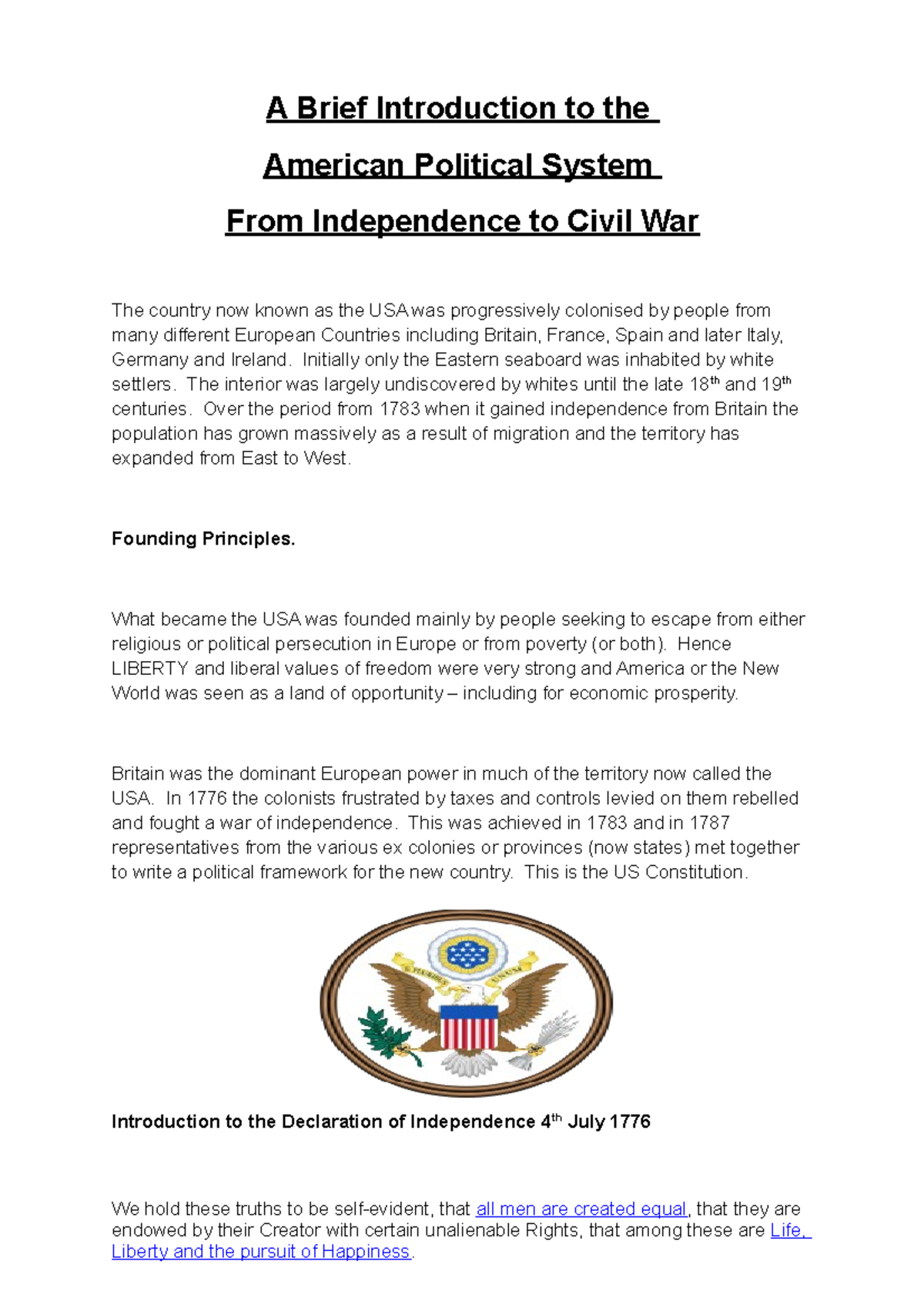 AS HIST USA A Brief Introduction to the System - A Brief Introduction ...