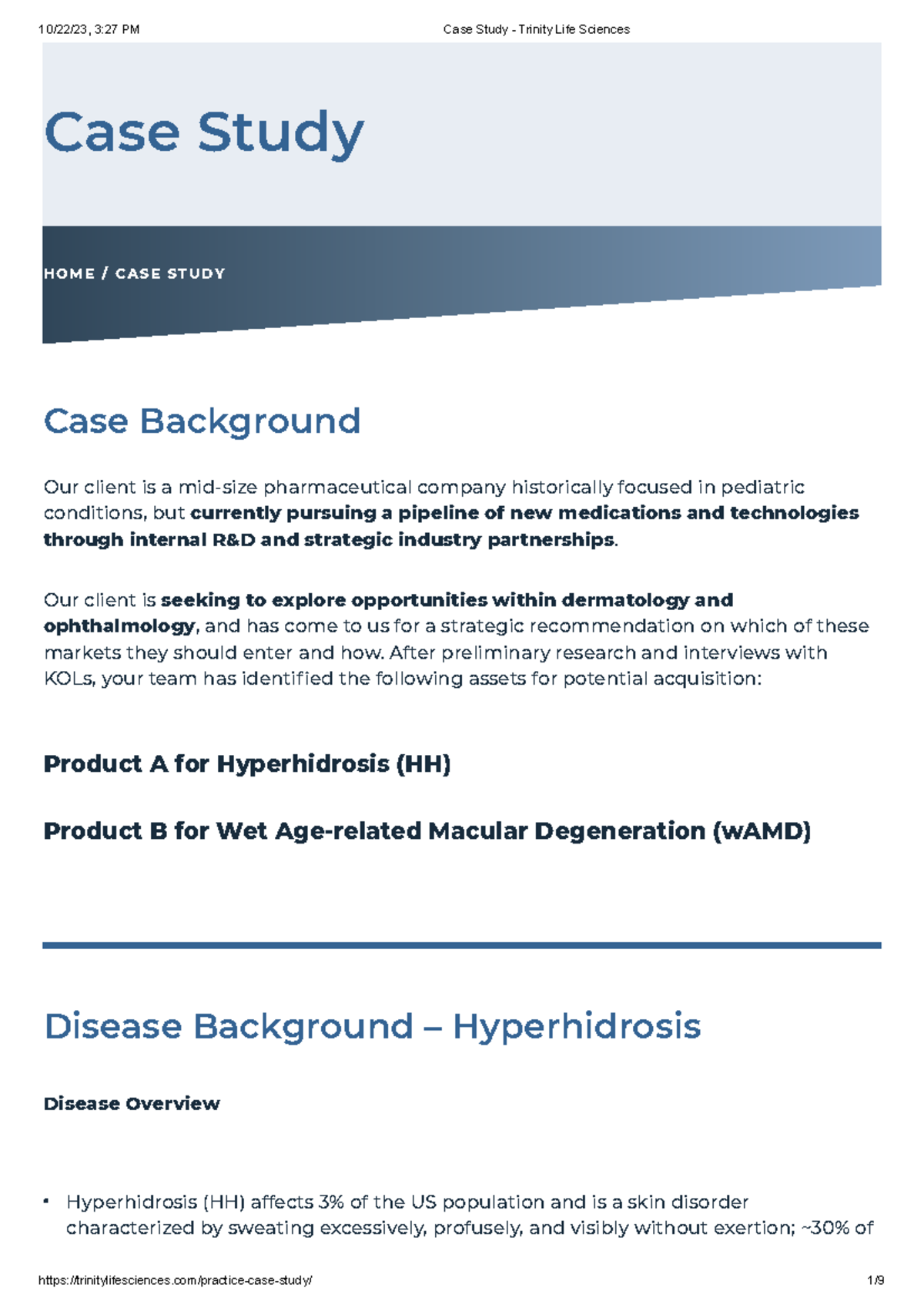 Case Study - Trinity Life Sciences Solutions - Case Background Our ...