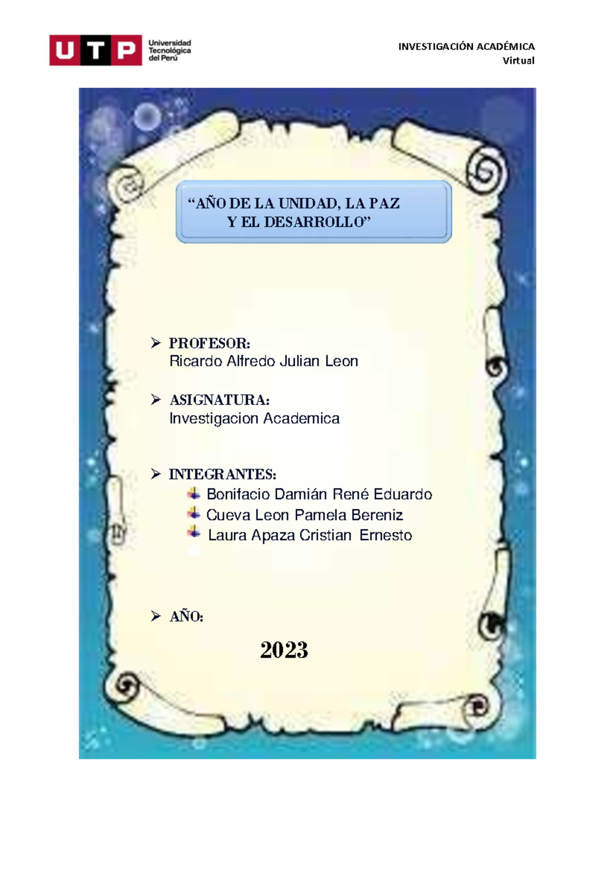 (AC-S05) Semana 05 Avance de Informe Final 1 (Parte 2) - Virtual “AÑO ...