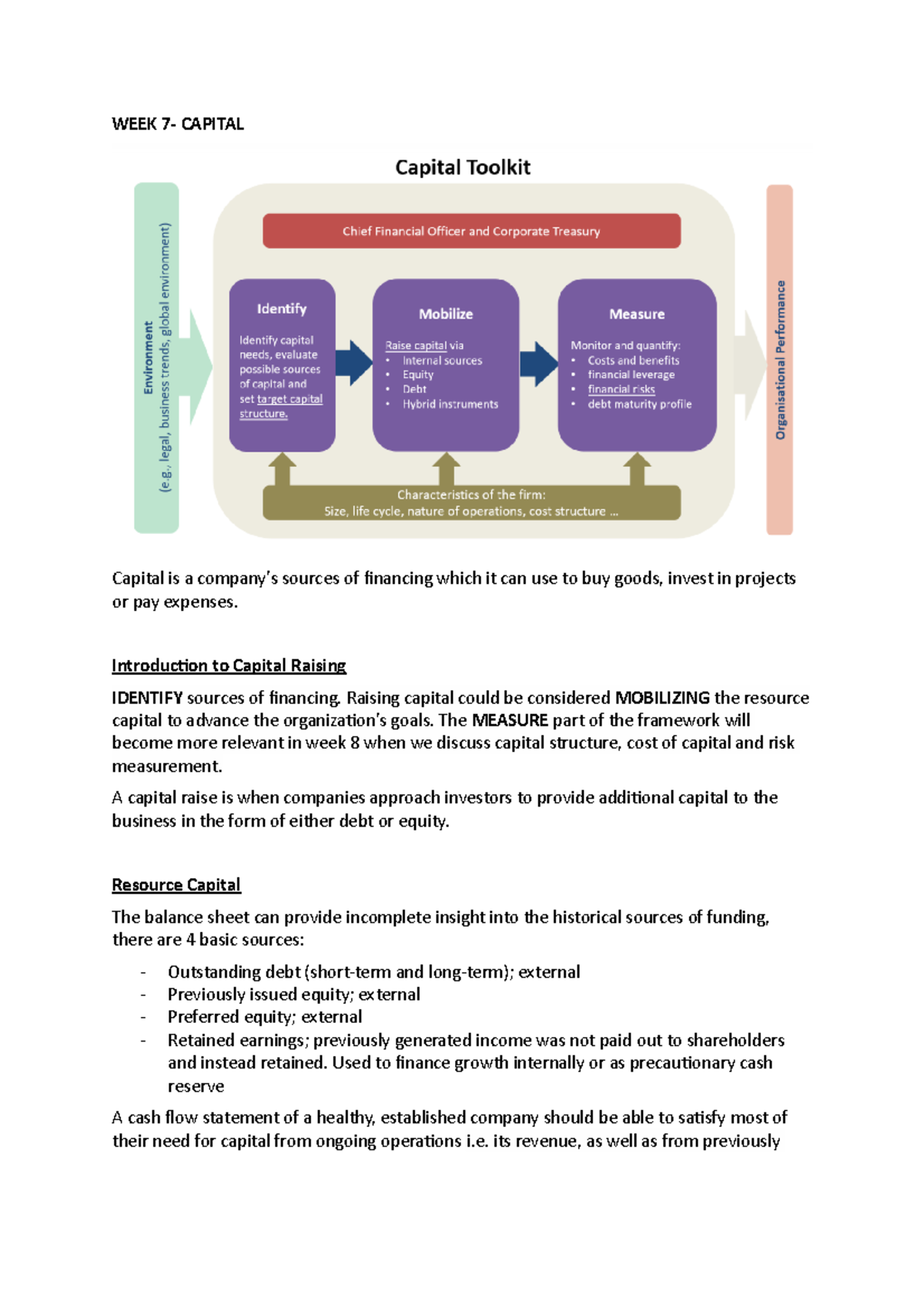 COMM1170- Capital - WEEK 7- CAPITAL Capital is a company’s sources of ...