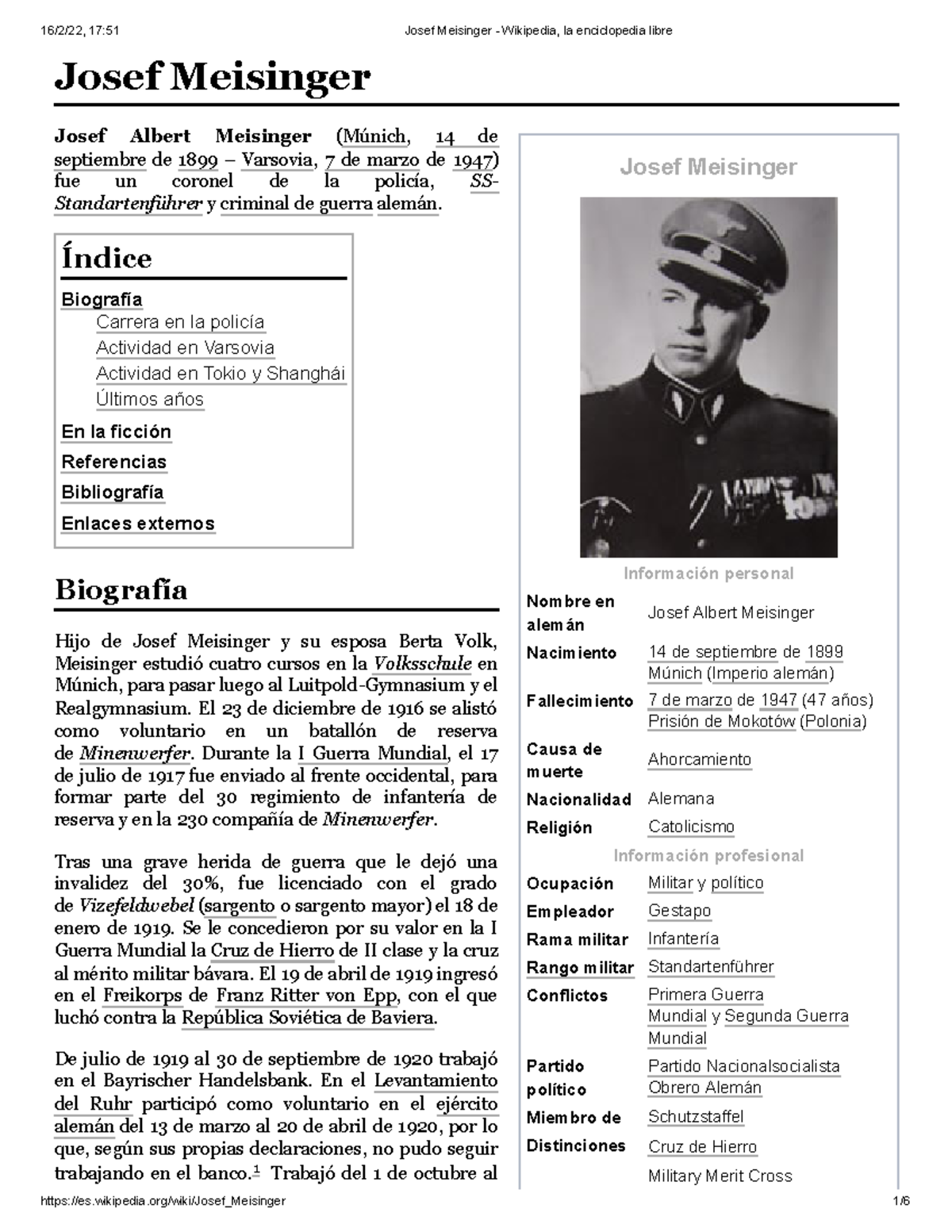 Josef Meisinger una biografia - Josef Meisinger Información personal ...