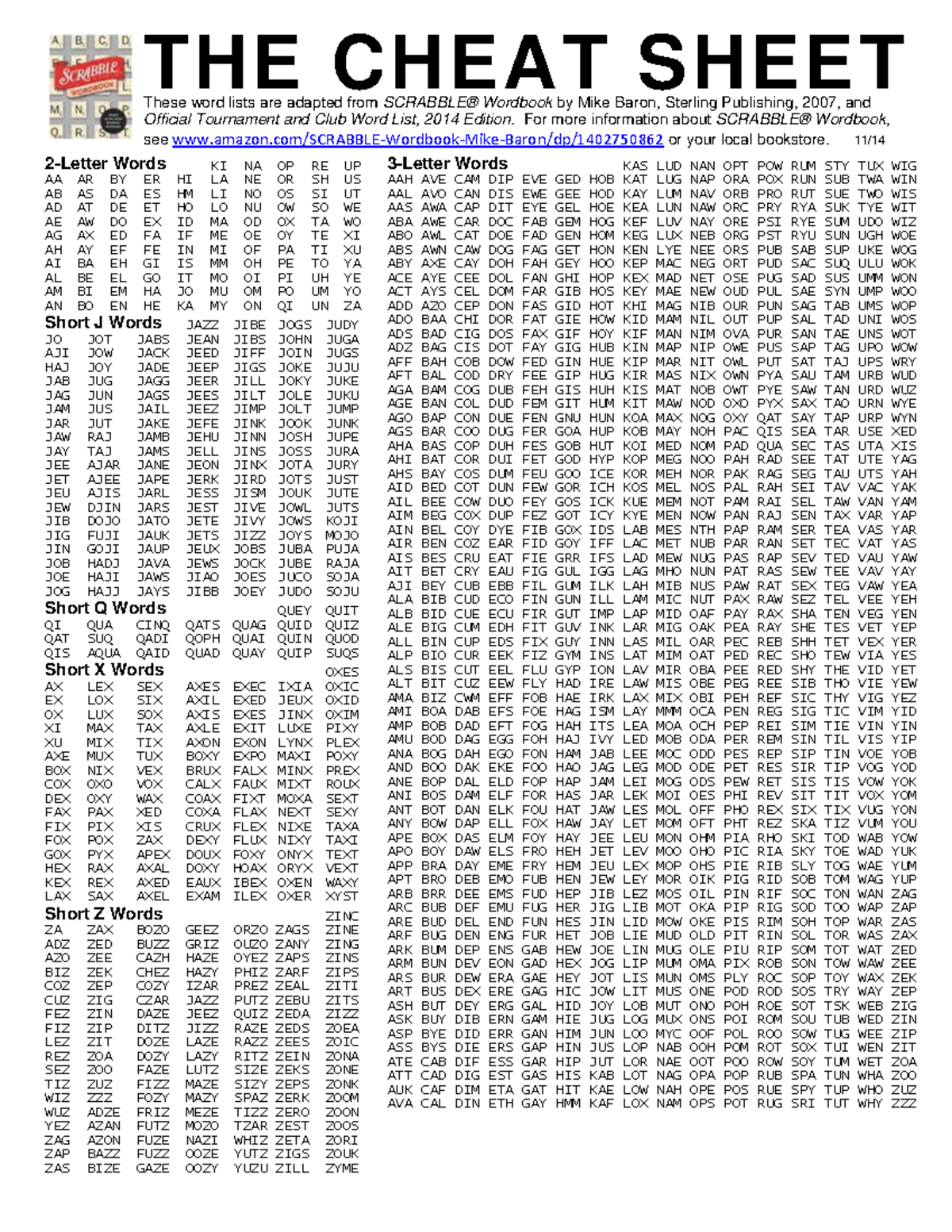 296334628 Scrabble Cheat Sheet THE CHEAT SHEET These Word Lists Are