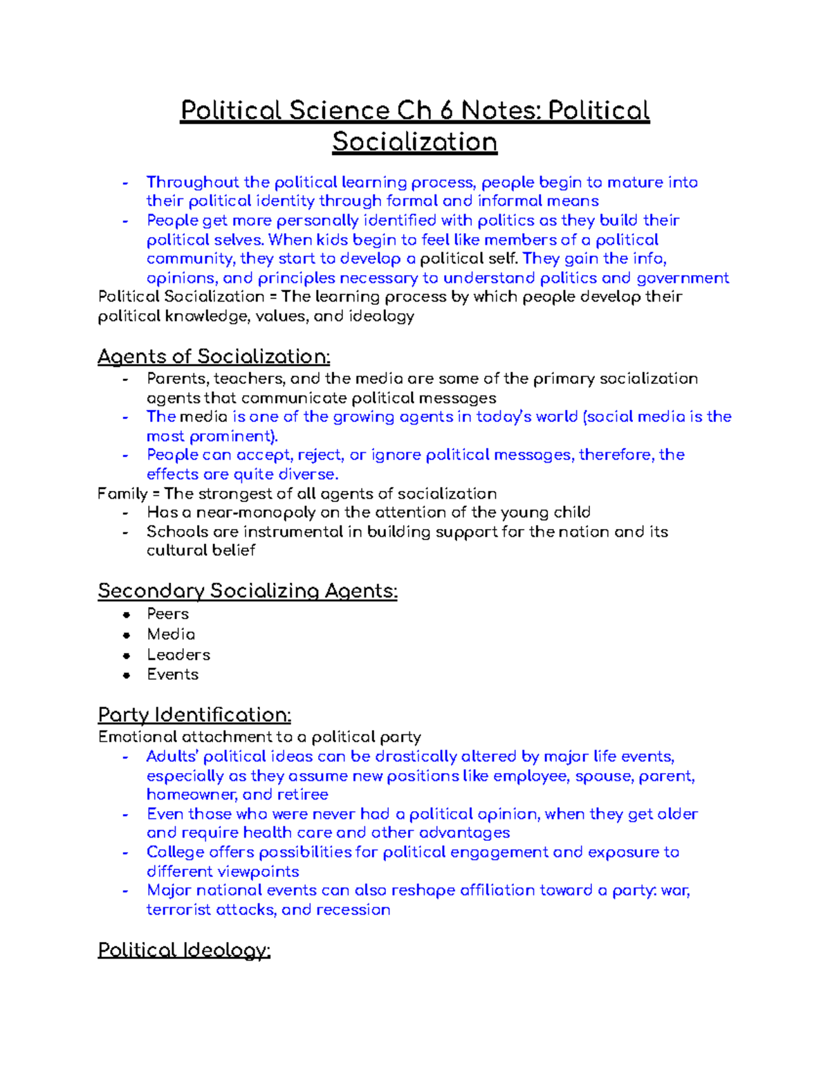 Political Science Ch 6 Notes - Political Science Ch 6 Notes: Political ...