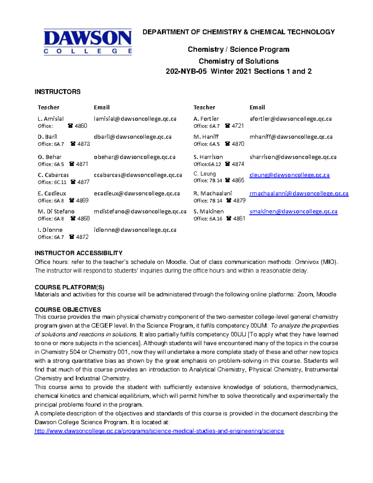 Chem Course Outline 2021 - DEPARTMENT OF CHEMISTRY & CHEMICAL ...