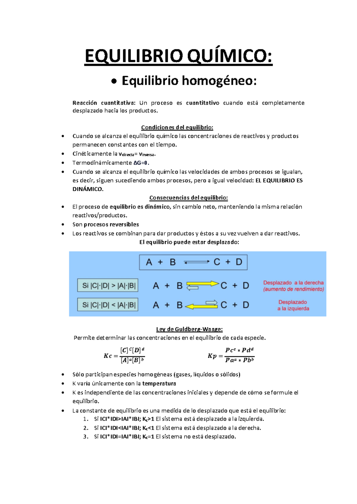 Equilibrio Químico - EQUILIBRIO QUÍMICO: • Equilibrio homogéneo ...