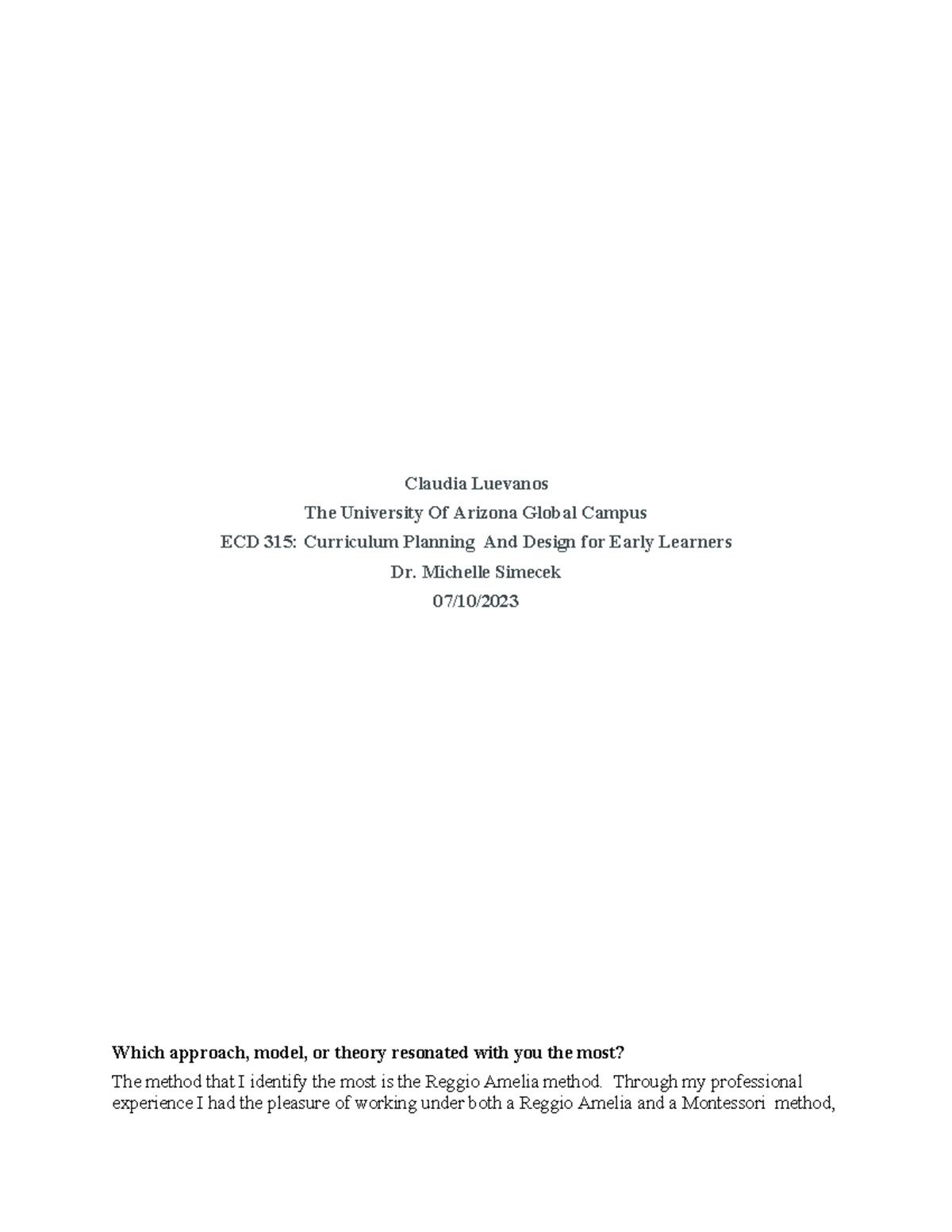 ECD315 Week1 Journal - Claudia Luevanos The University Of Arizona ...