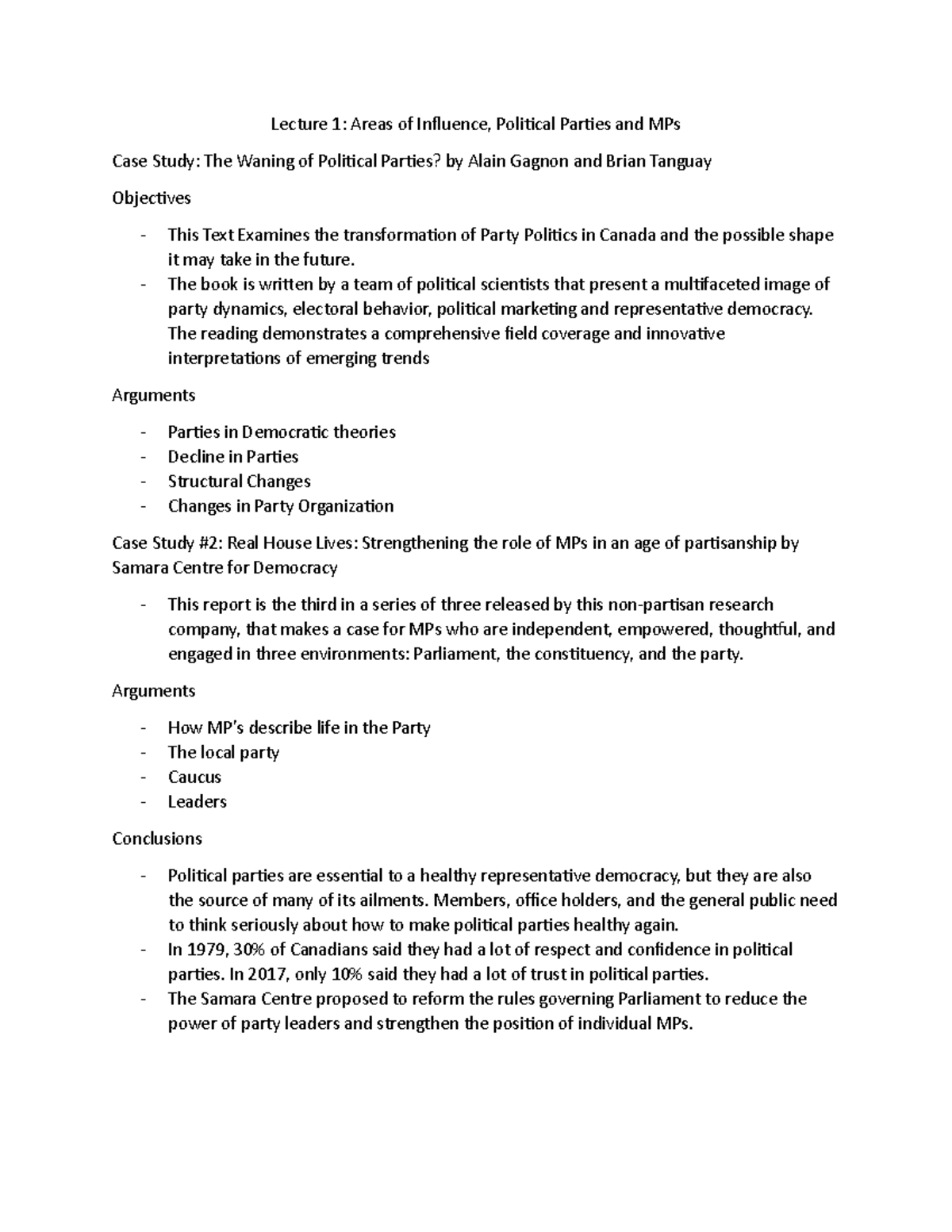 Lecture 1 - Citizen Politics - Lecture 1: Areas of Influence, Political ...