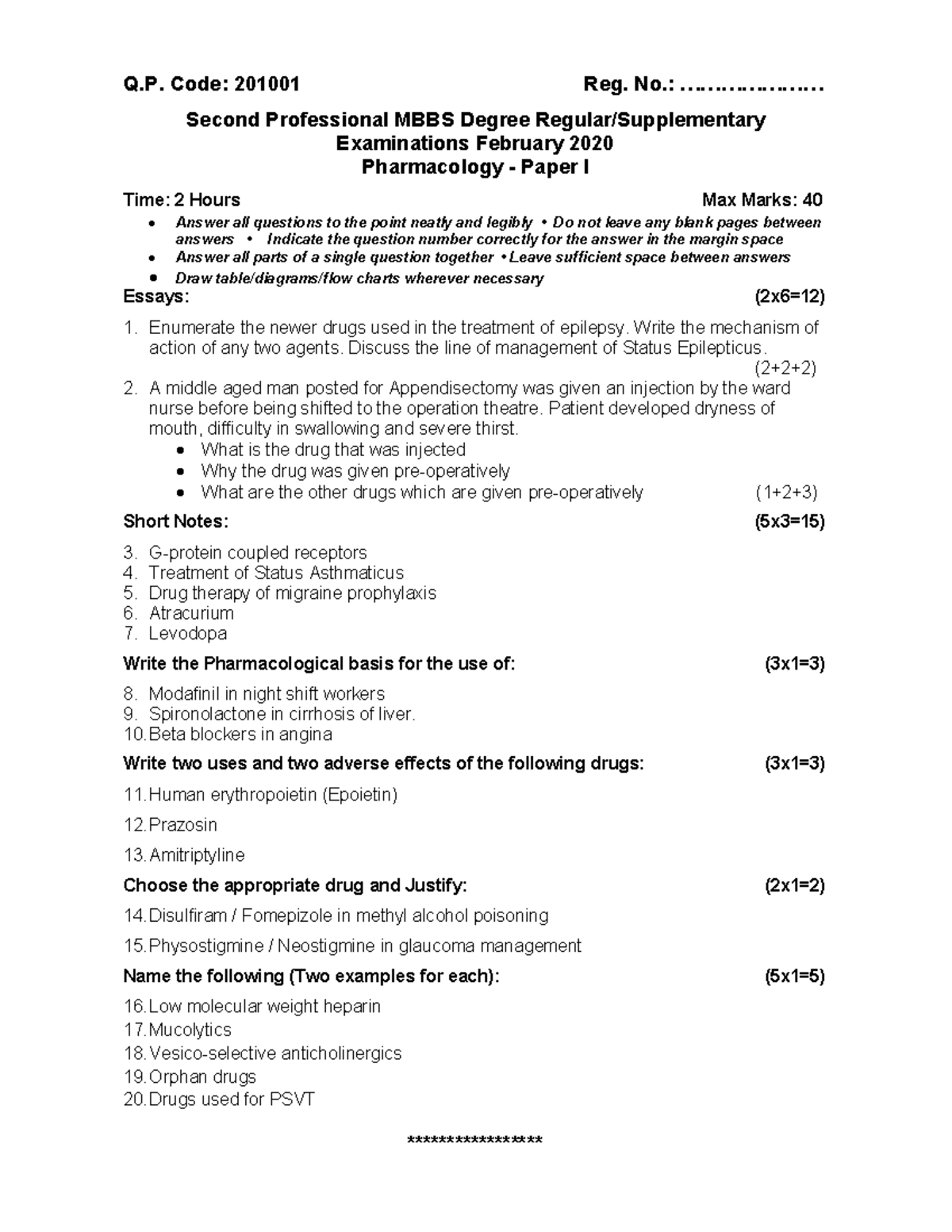 2010 01 - questuon - Q. Code: 201001 Reg. No ...