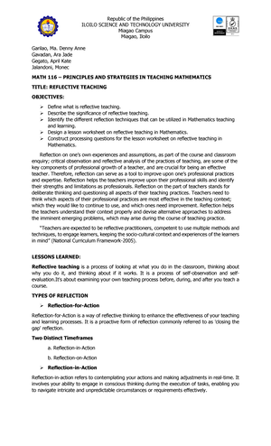 Principles OF Mathematics Education IN THE Philippines - MATH ...