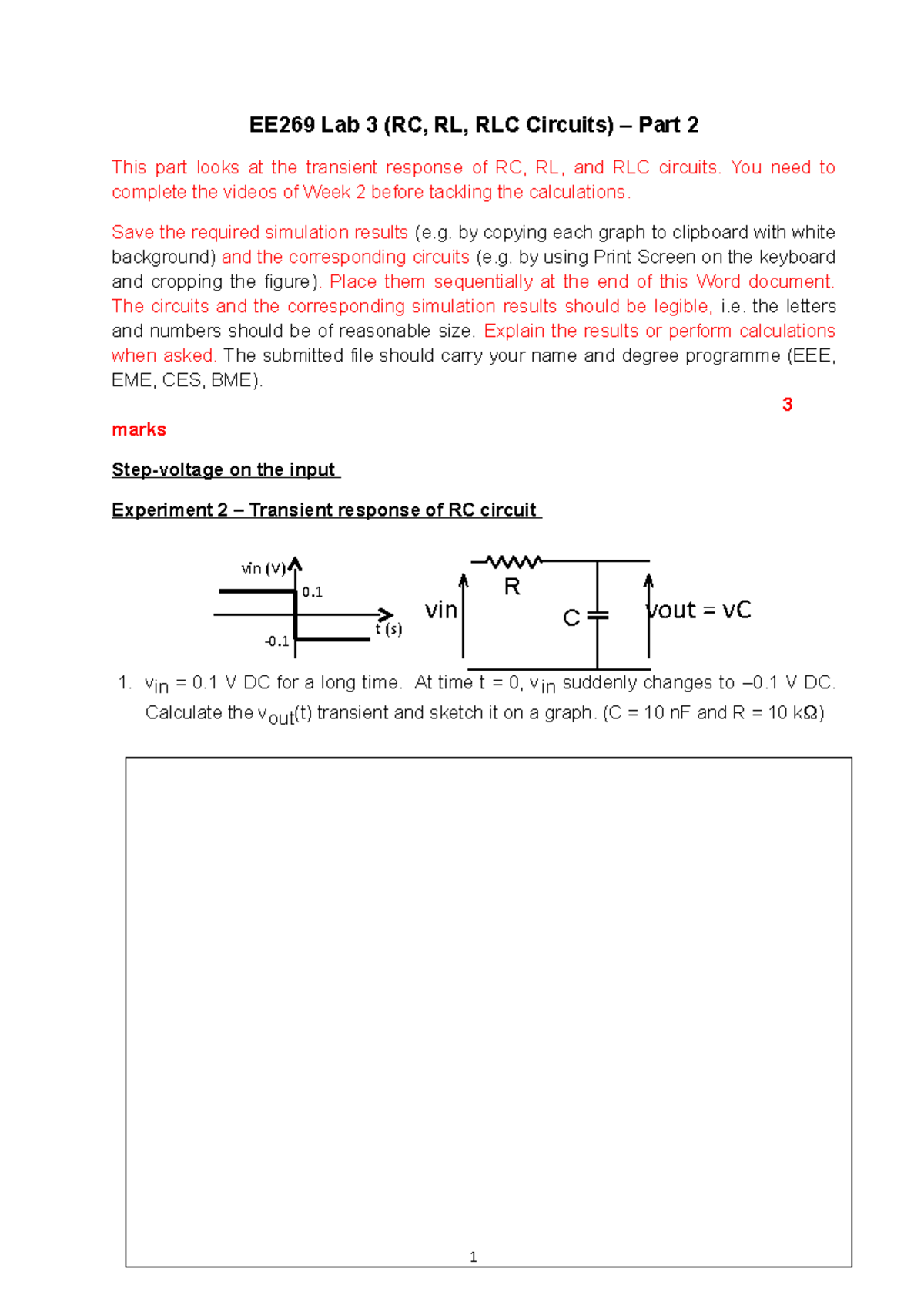 EE269 RC, RL and RLC Circuits Part 2 - EE269 Lab 3 (RC, RL, RLC ...