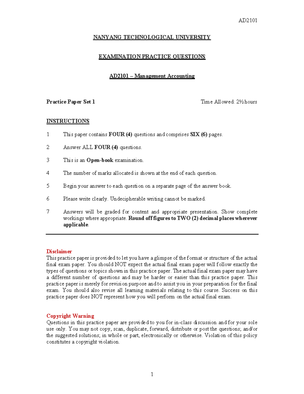 AD2101 Practice Paper Set 1 final - NANYANG TECHNOLOGICAL UNIVERSITY ...