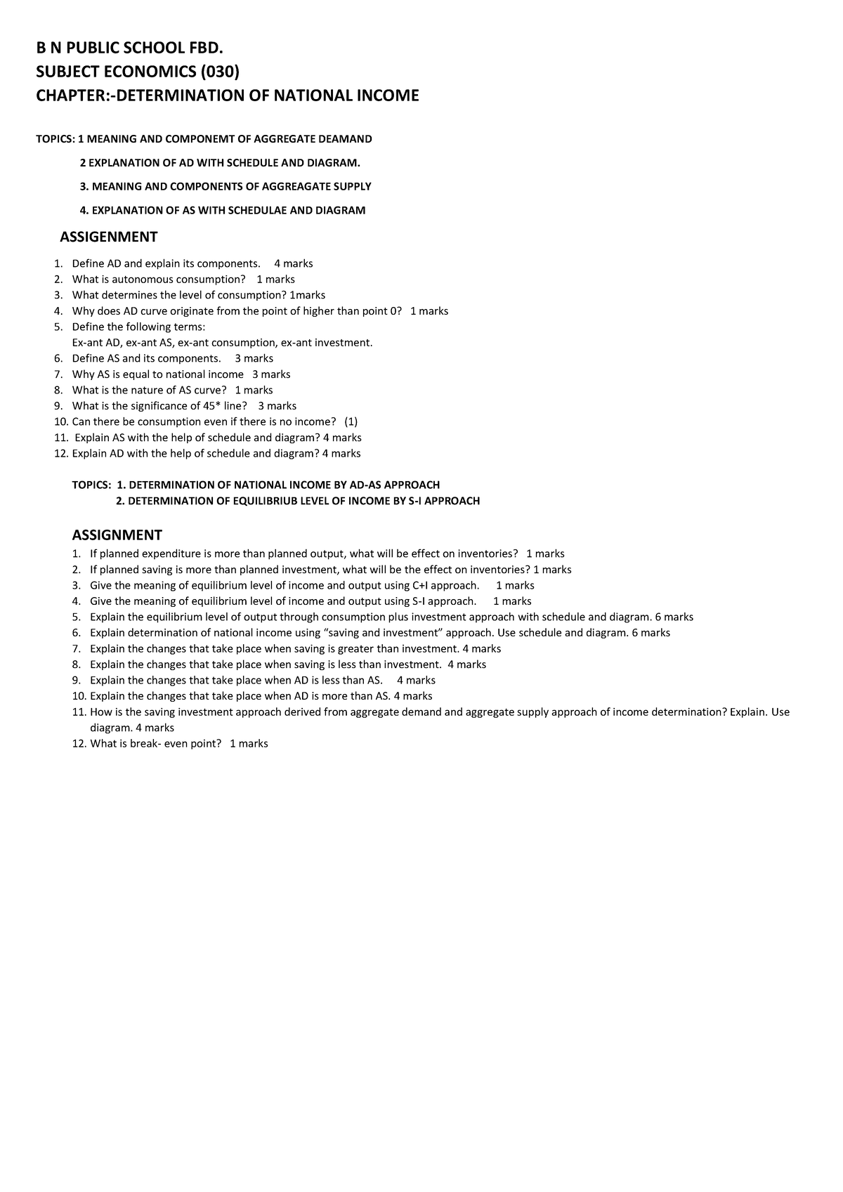 Determination OF National Income - B N PUBLIC SCHOOL FBD. SUBJECT ...