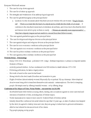 Witchcraft and Witch hunt in the Early Modern - Prep Work. The witch ...