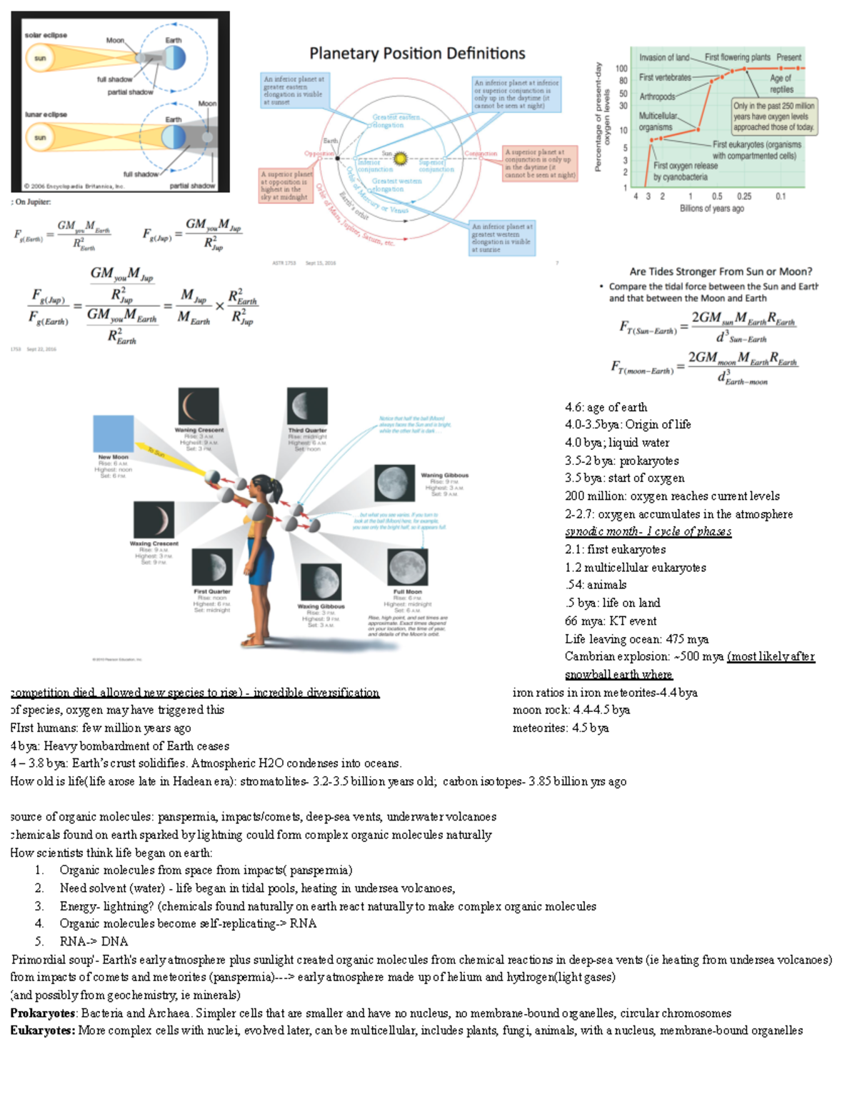 Life in the Universe Exam (Midterm and Final) cheat sheet - 4: age of ...