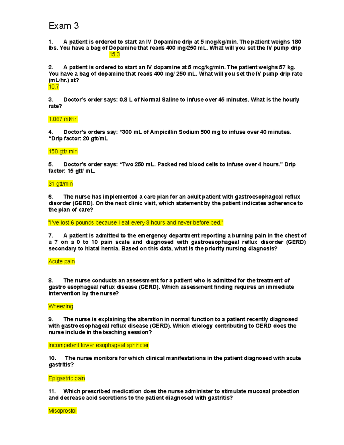 MS 3 Exam - vfffb gbf - A patient is ordered to start an IV Dopamine ...