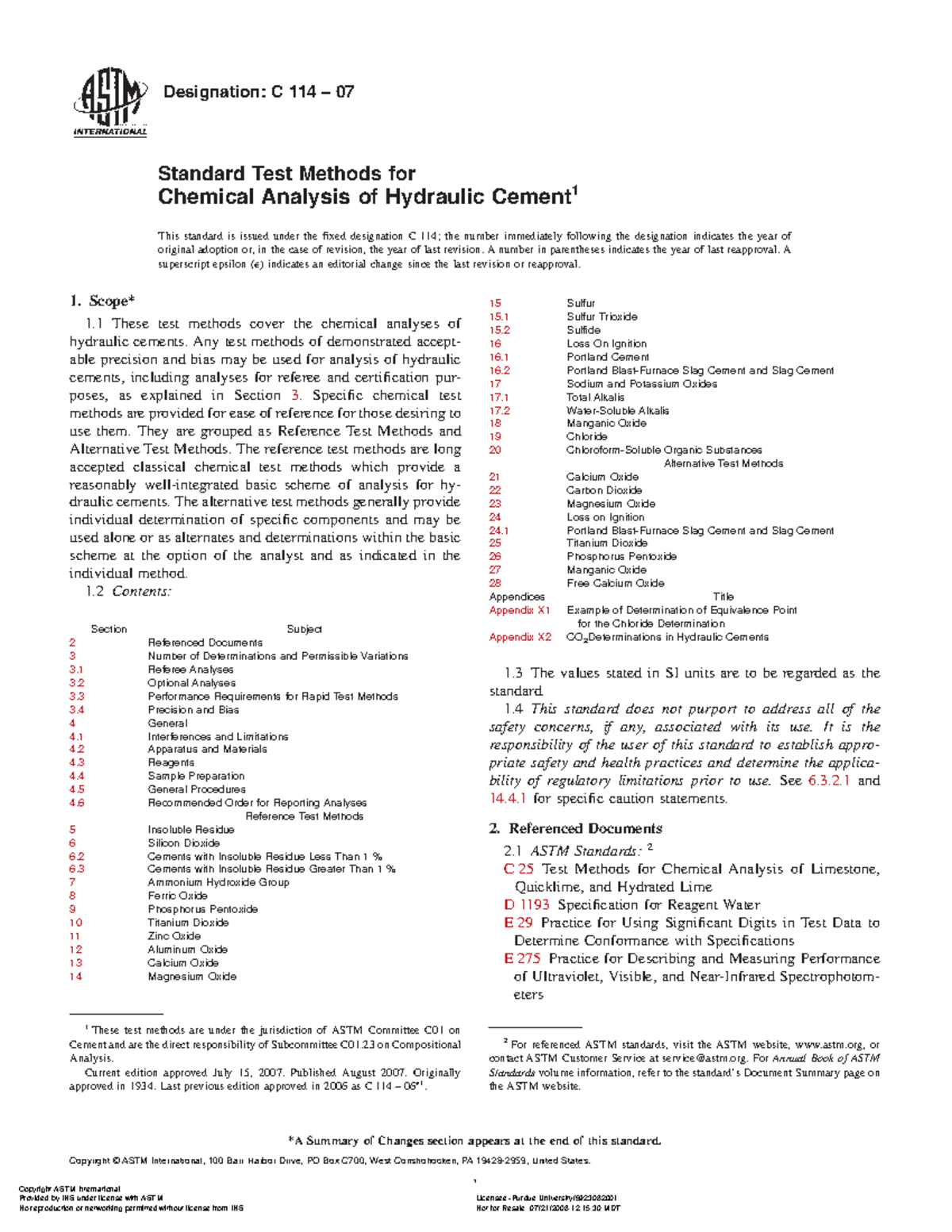 Standard Test Methods for Chemical Analy - Designation: C 114 – 07 ...