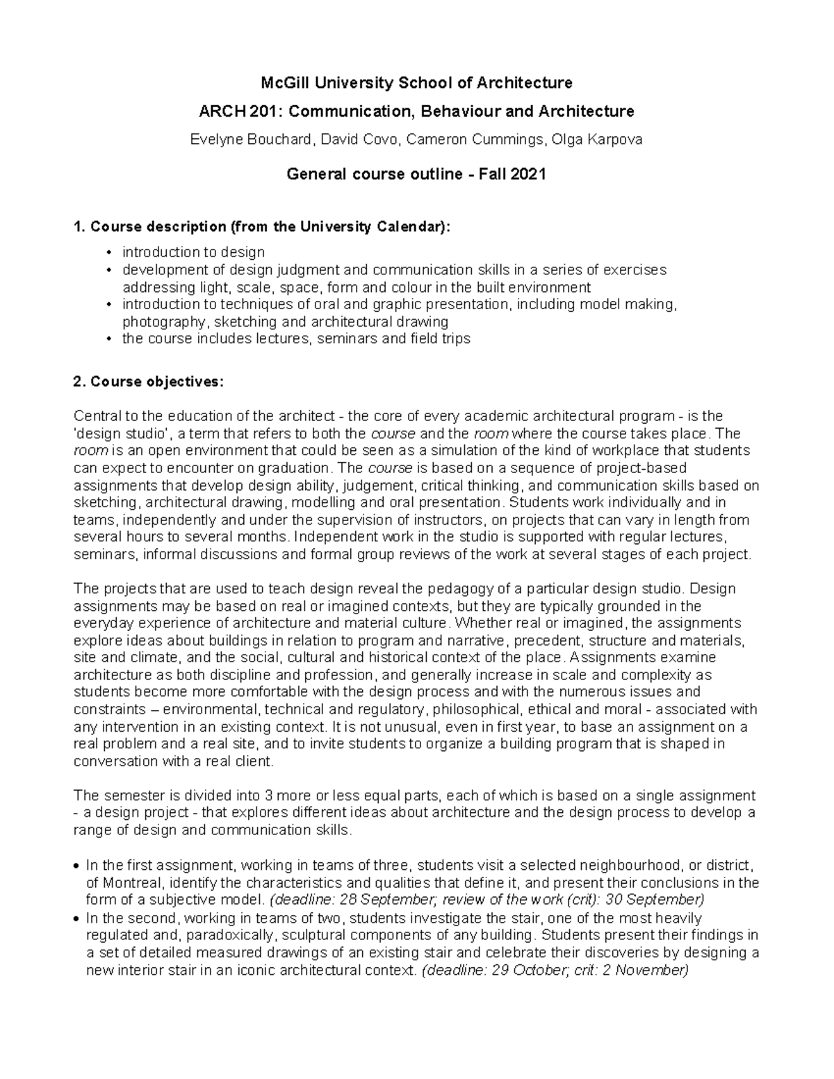 ARCH 201 - 2021- General Course Outline - McGill University School of ...