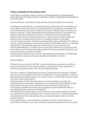 TMA01 DD310 Draft - Help with assignment - Produce a short report that ...