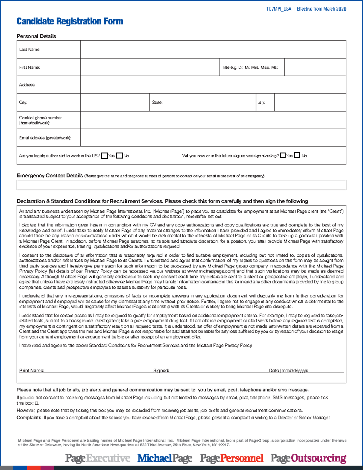 Candidate Registration Form - TC7MPI_USA | Effective from March 2020 ...
