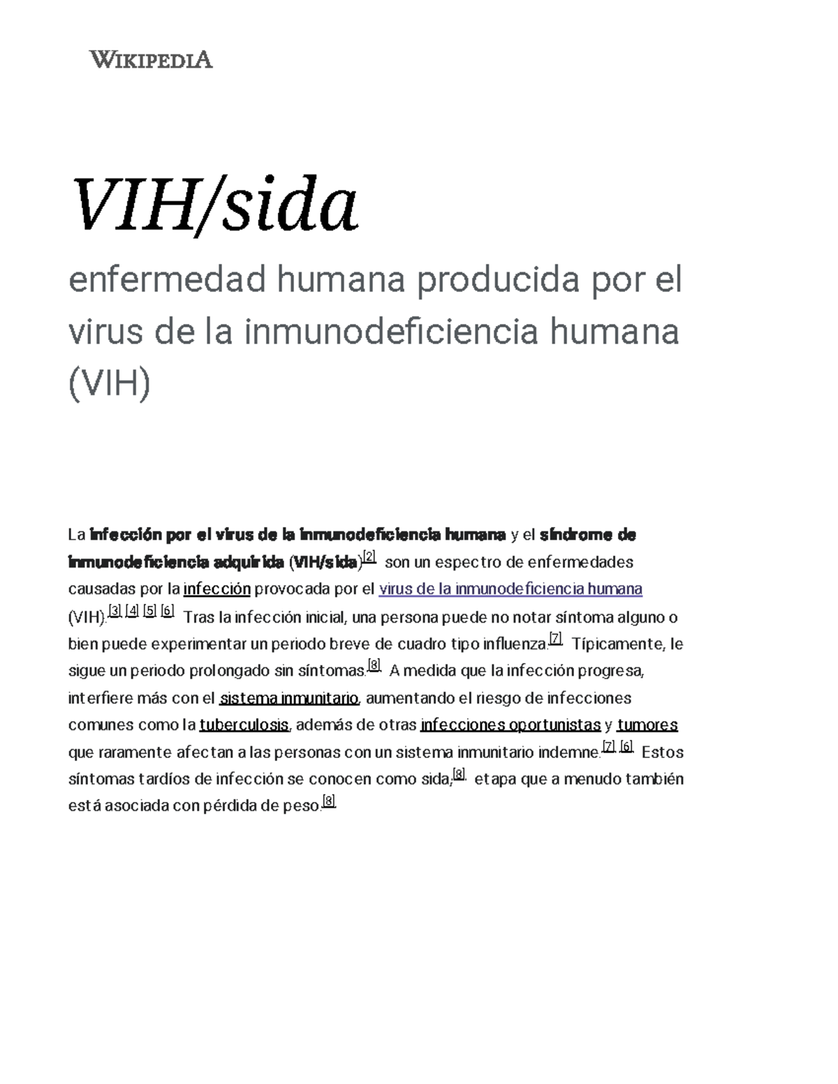 VIH sida - Wikipedia, la enciclopedia libre - VIH/sida enfermedad ...