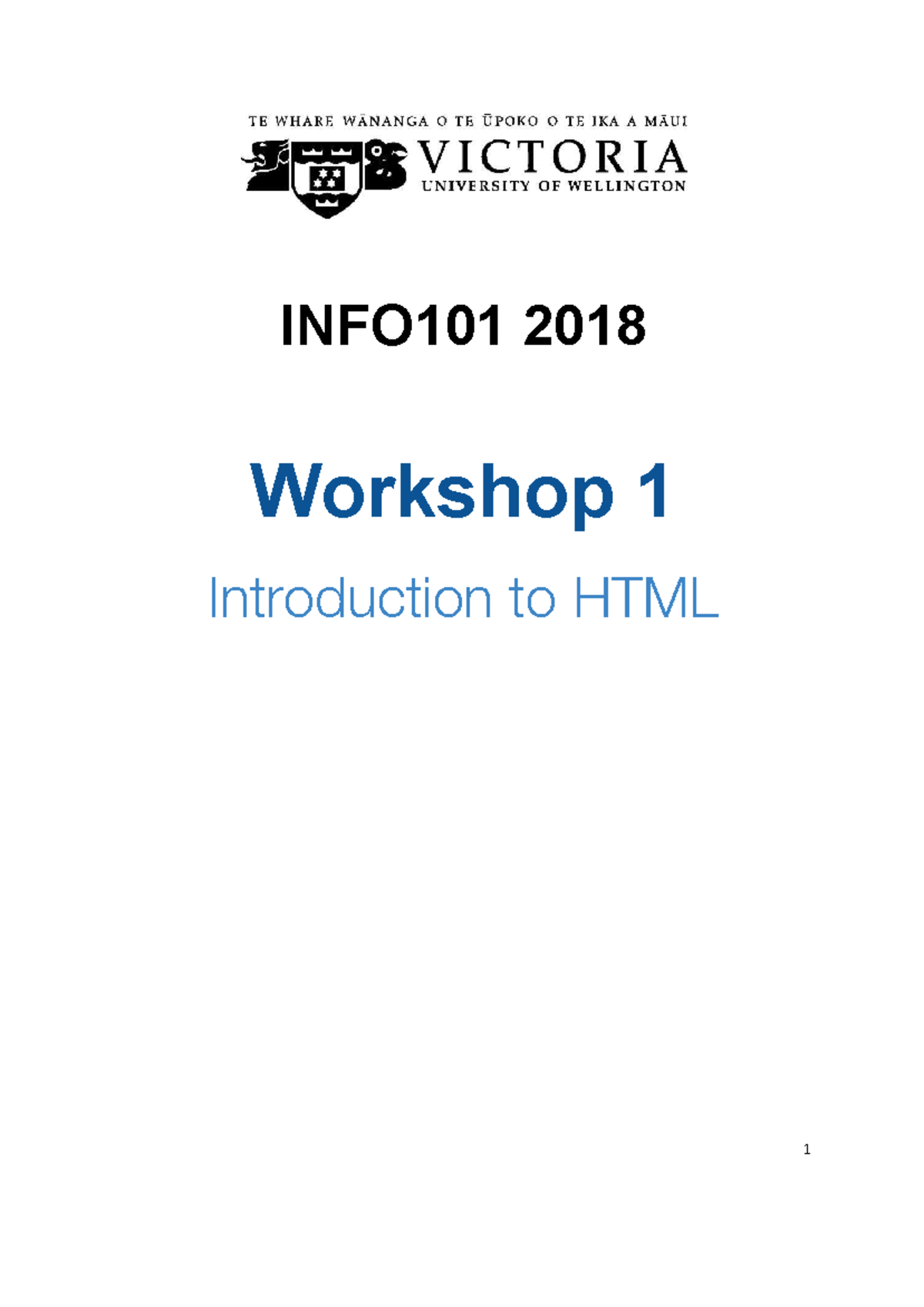 Workshop 1 Guide - week 1 - INFO101 2018 Workshop 1 Introduction to ...